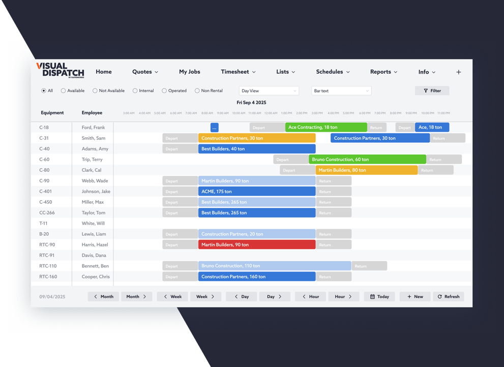 Visual Dispatch | Crane Rental Software for Dispatch & Equipment